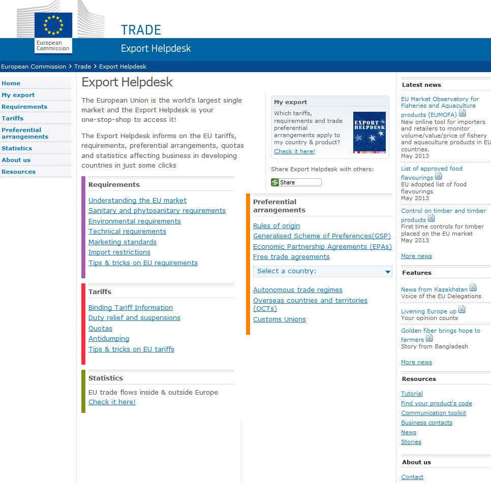 Export Helpdesk คู่มือการเจาะตลาดอียูสำหรับผู้ประกอบการไทย